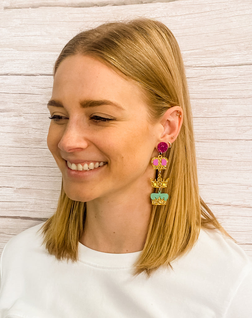 Acrylic Crown Earrings