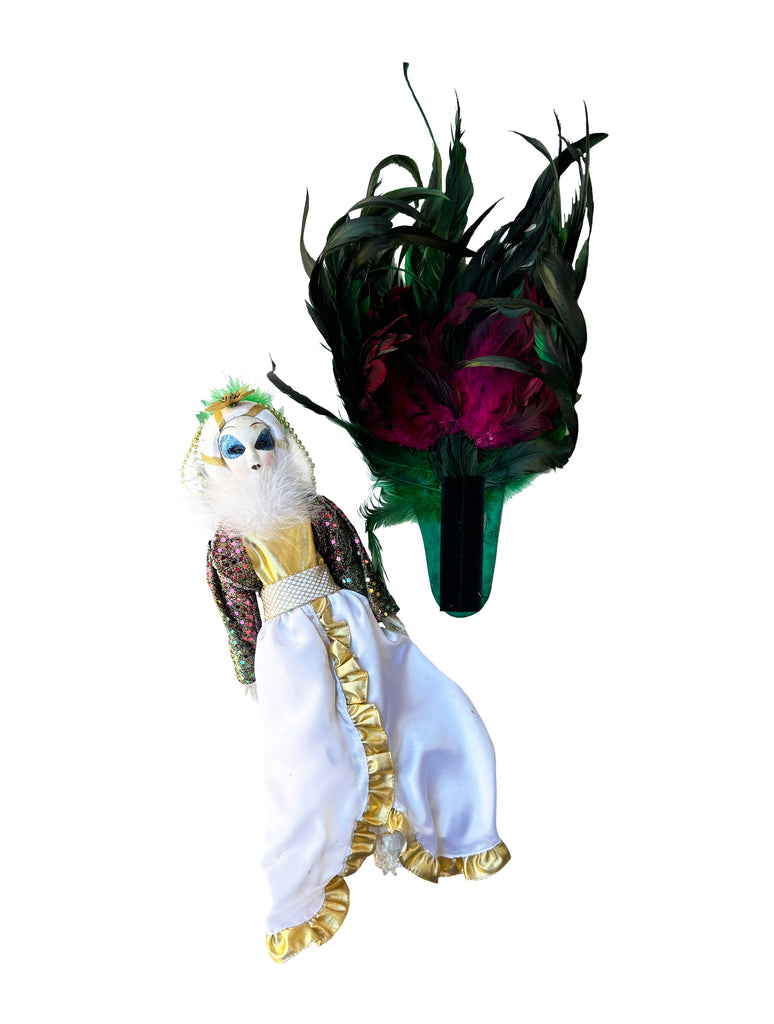 Large Opera Face Doll with Detachable Feathers